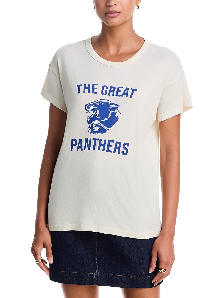 THE GREAT. The Great. Boxy Cotton Crewneck Graphic Tee with Panther Print